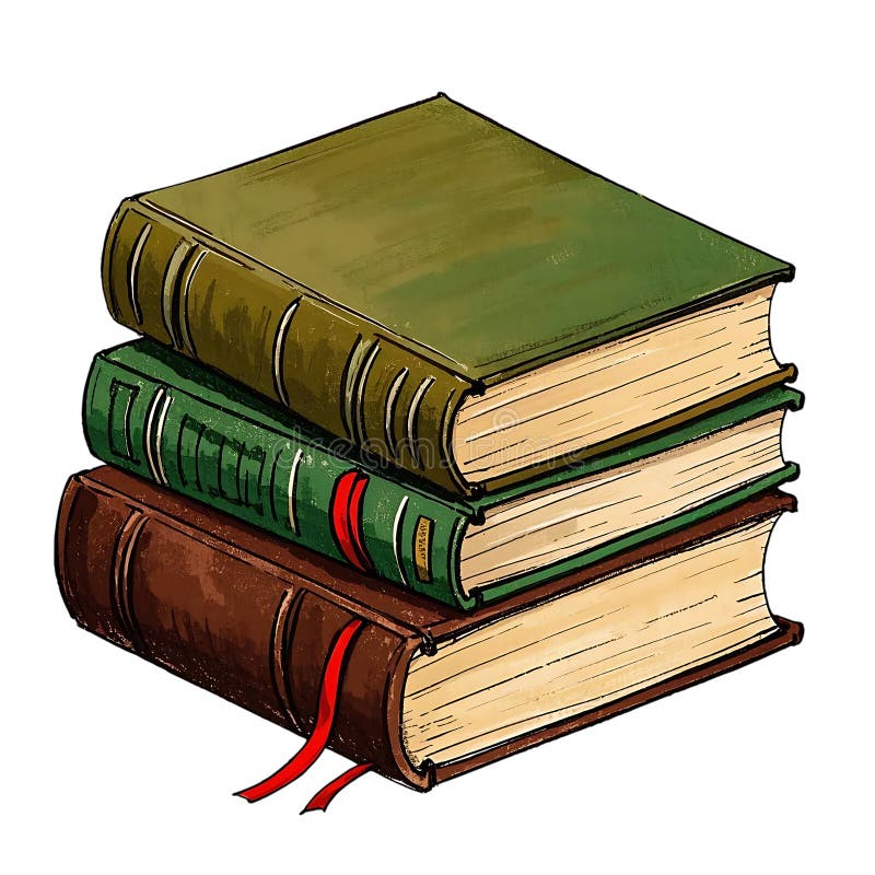A Stack of Three Hardcover Books with Different Colors and a Red ...