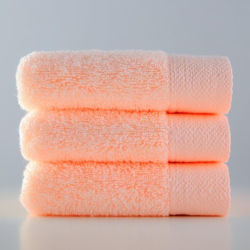 A Stack of Three Luxury Cotton Bath Towels, Characterized by Their ...