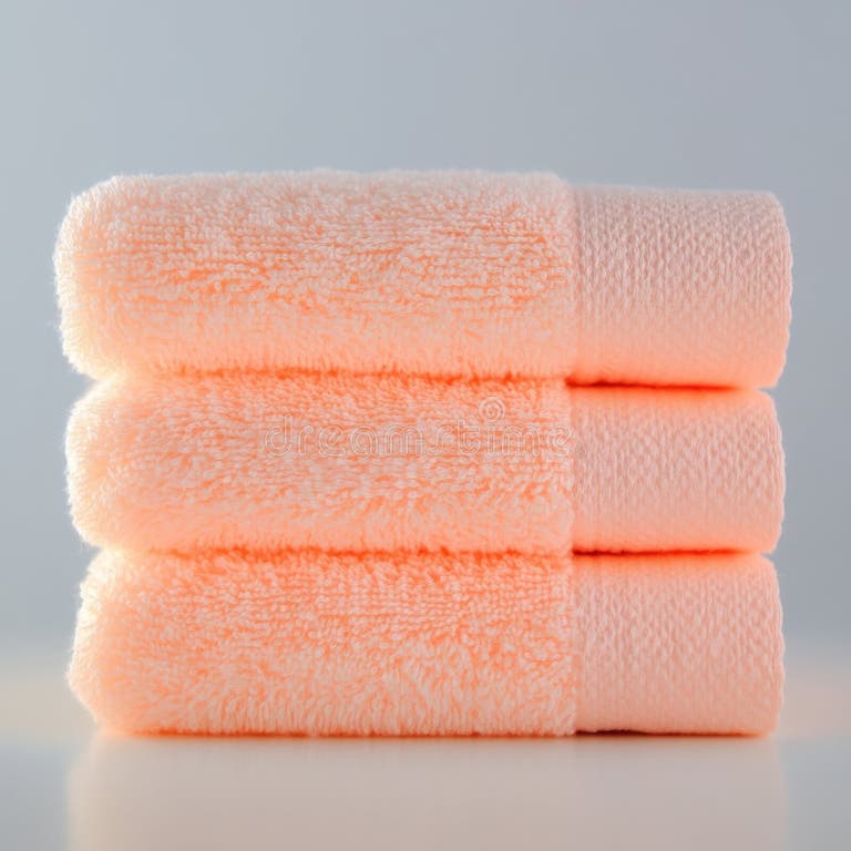 A Stack of Three Luxury Cotton Bath Towels, Characterized by Their ...