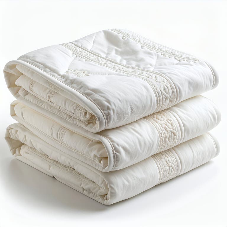 Stacked Luxurious Cotton Quilts, Showcasing Intricate Embroidery ...