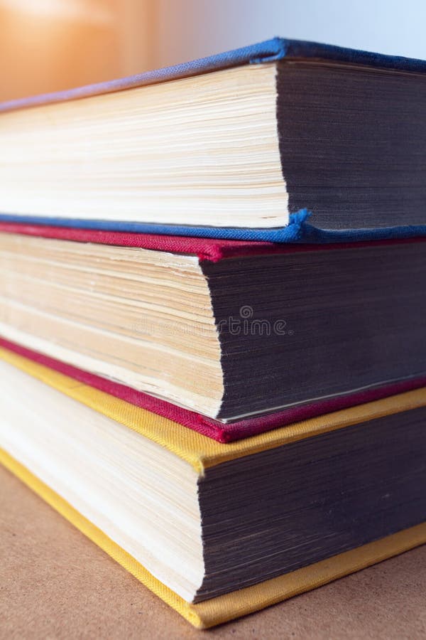 Stack of Three Old Books in the Library Stock Image - Image of library ...
