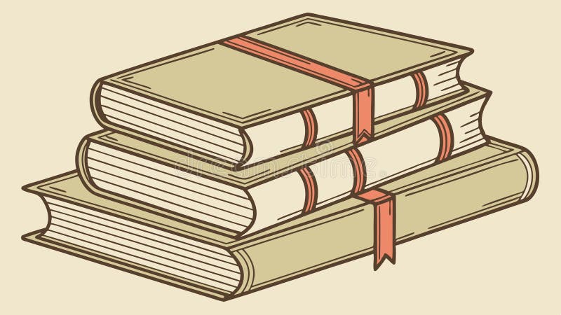 A Stack of Three Old, Classic Books with Bookmarks Vector Design ...