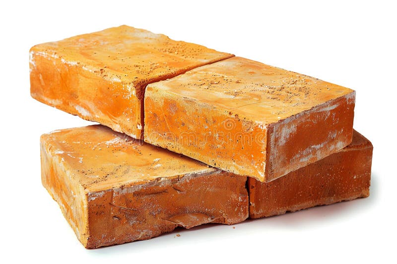 A Stack of Three Orange Bricks Isolated on White Background with ...