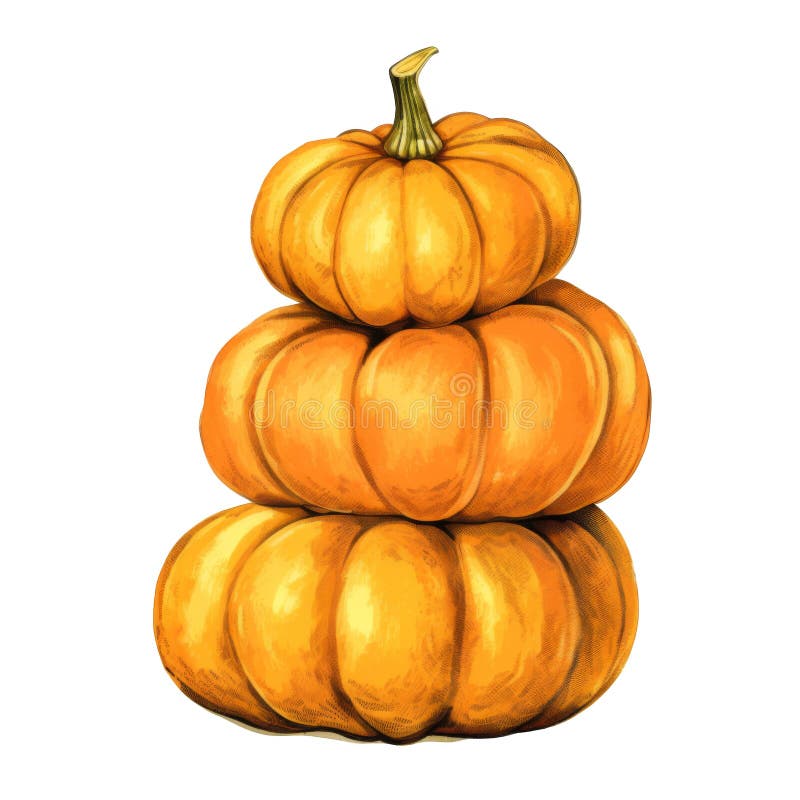 A Stack of Three Orange Pumpkins Stock Image - Illustration of harvest ...