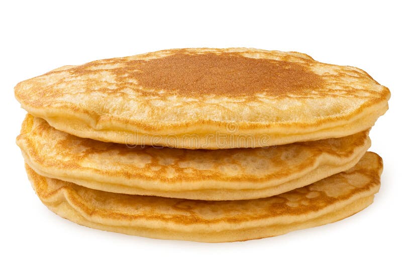 Stack of Three Pancakes Isolated on White. No Topping Stock Image ...