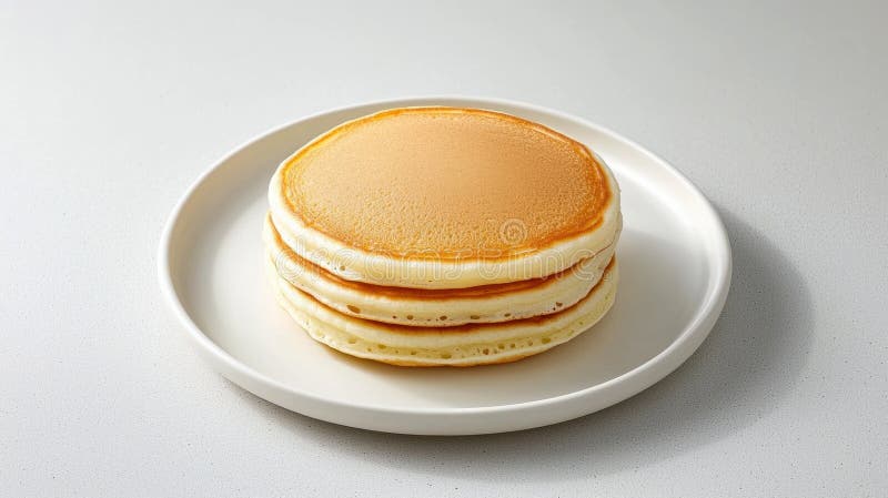 A Stack of Three Pancakes on a White Plate. Stock Photo - Image of ...