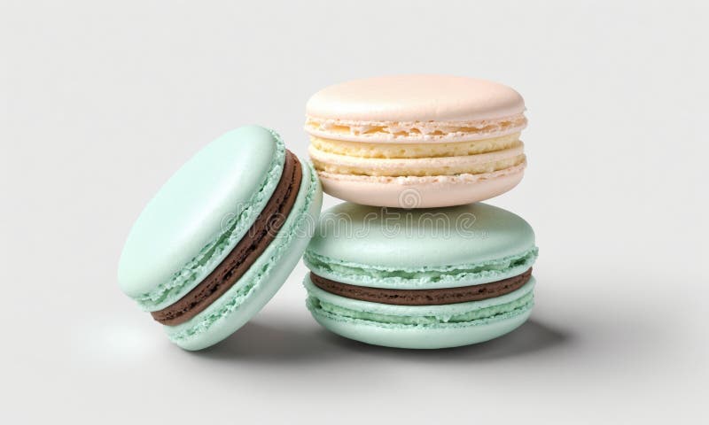 Stack of Three Pastel Macarons, Chocolate Filling Stock Illustration ...