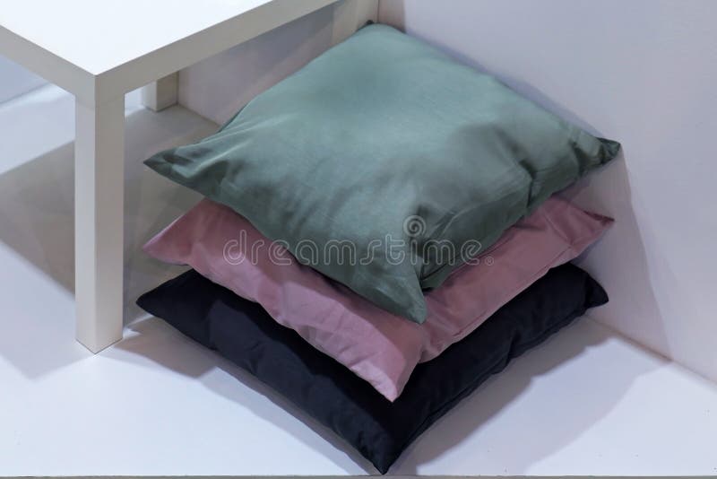 Three pillows pile stock photo. Image of soft, three - 174603638