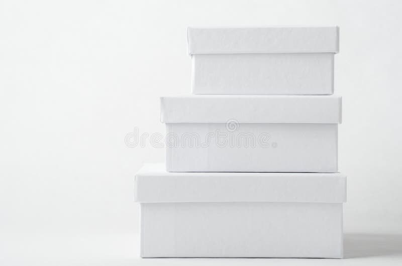 Stack of Three Plain White Boxes with Lids Stock Image - Image of boxes ...