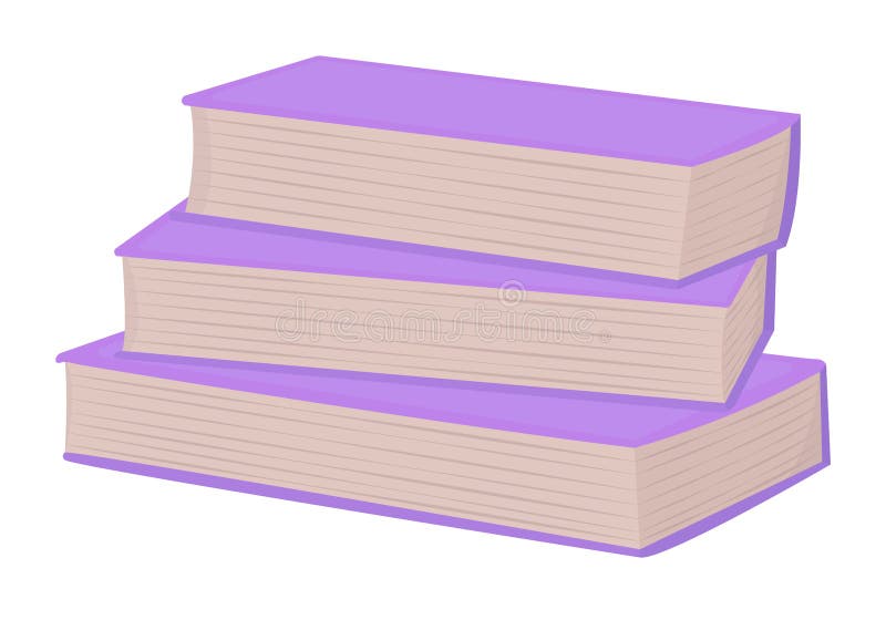Stack of Three Purple Books Stock Vector - Illustration of notebook ...