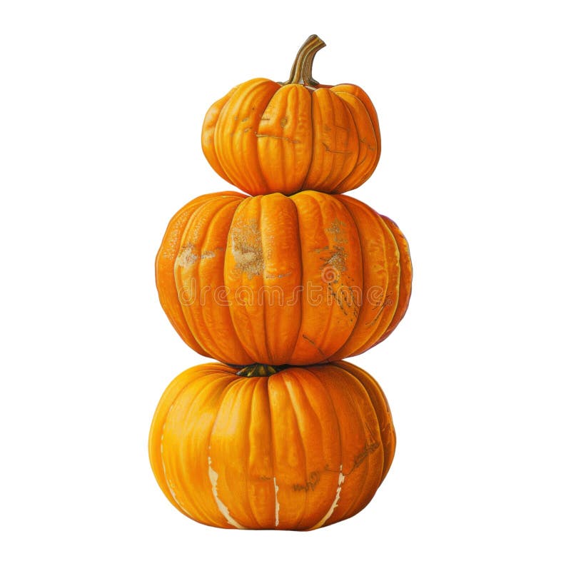 Stack of Three Ripe Pumpkins Stock Image - Illustration of pumpkins ...