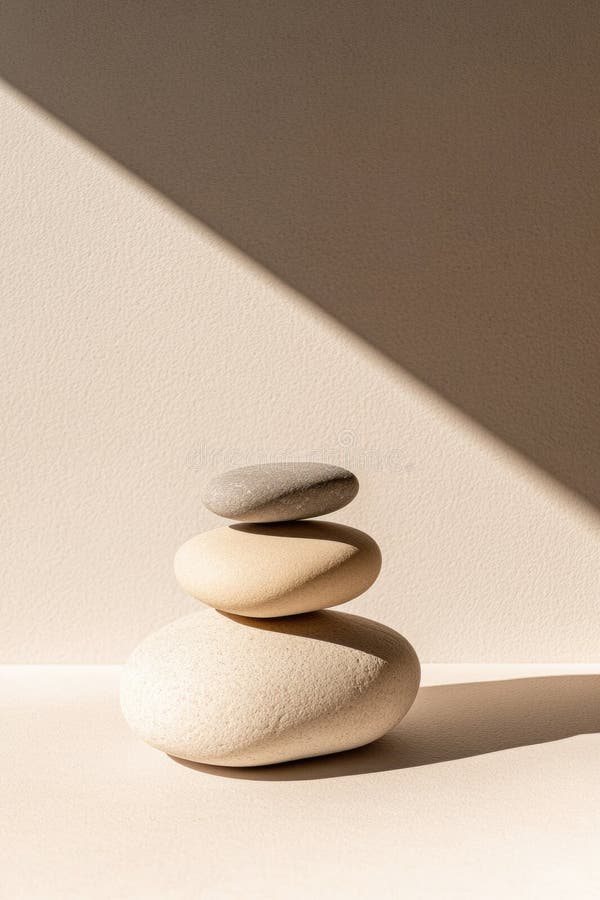 Stack of Three Rocks on a White Background Stock Image - Image of ...