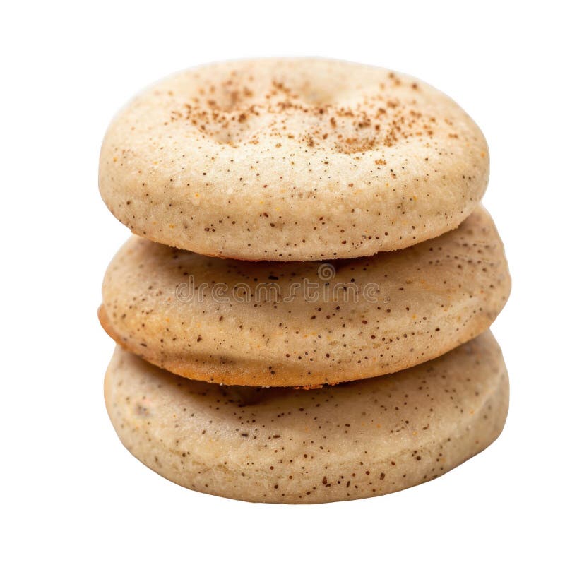 Stack of Three Round Brown Cookies with Specks Stock Photo ...