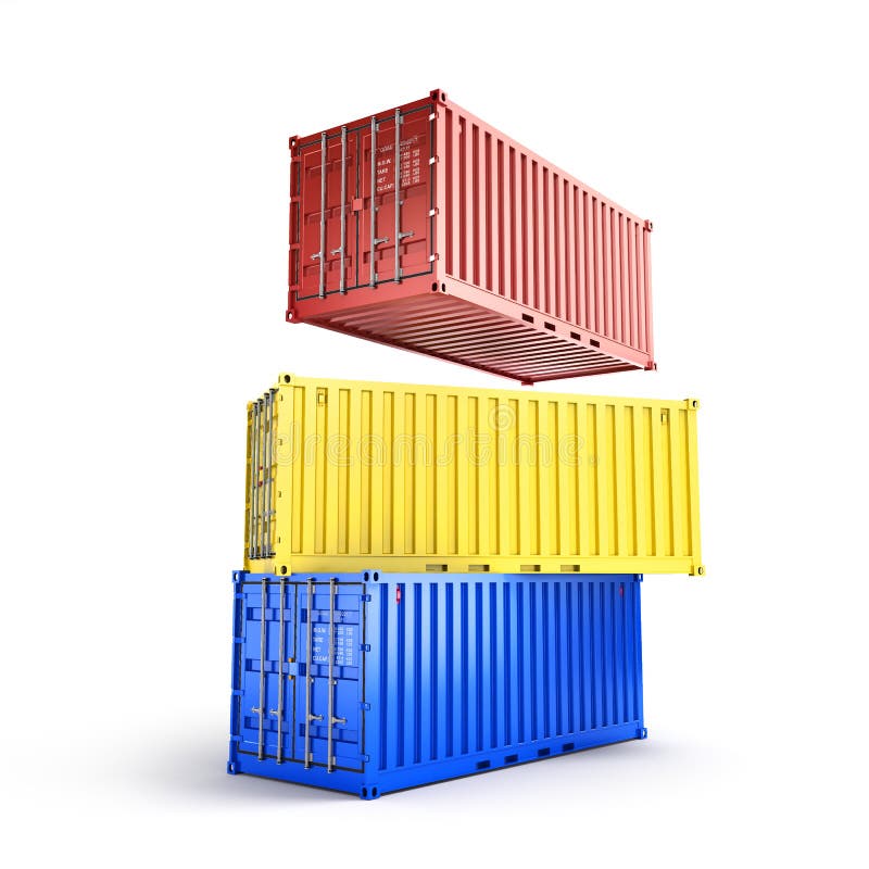 Stack of Freight Containers. Stock Illustration - Illustration of metal ...