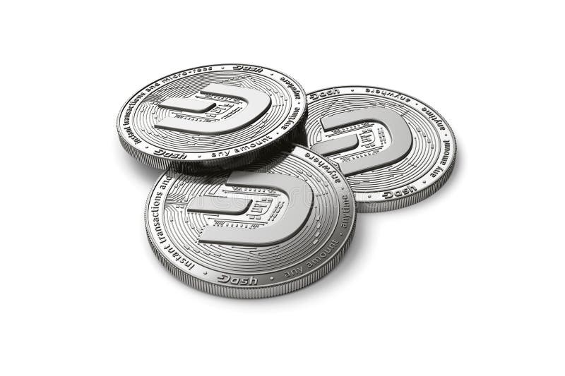 Big Stack of Dash Coins Isolated on White. Dash Coin Growth Concept ...
