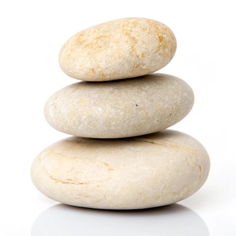 Stack of Three Smooth Stones Isolated on White Background Stock ...
