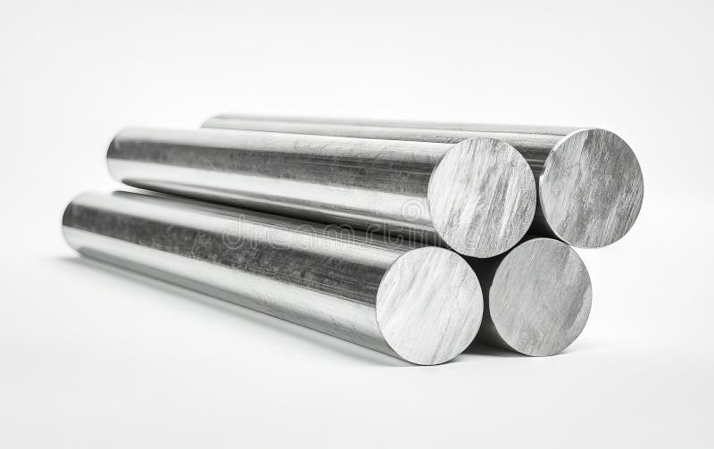 A Stack of Three Stainless Steel Rods on a White Background Stock Image ...