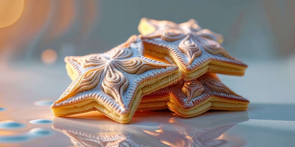 A Stack of Three Star Shaped Pastries on a White Surface. Stock Photo ...