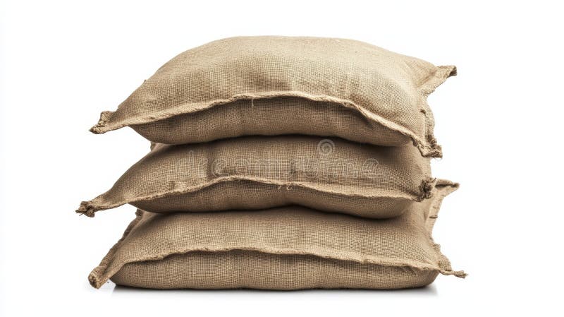 Stack of Three Tan Burlap Sacks on White Backgrounds Stock Illustration ...