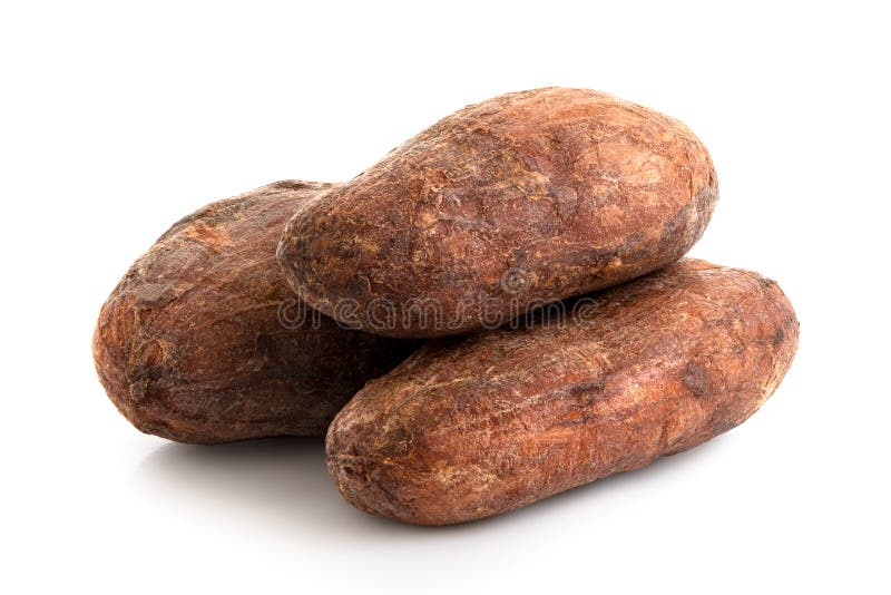 Stack of Three Unpeeled Cocoa Beans Isolated on White Stock Image ...