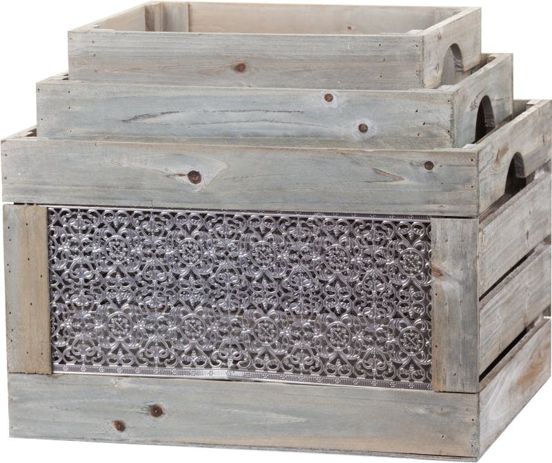 Stack of Three Vintage Boxes Isolated on White Stock Photo - Image of ...