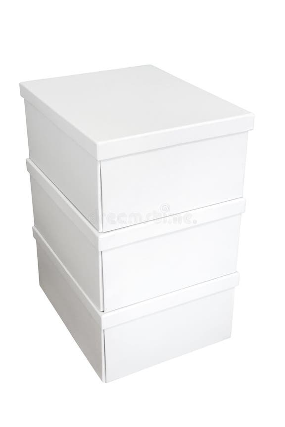 Stack of three white boxes stock image. Image of wall - 16638623