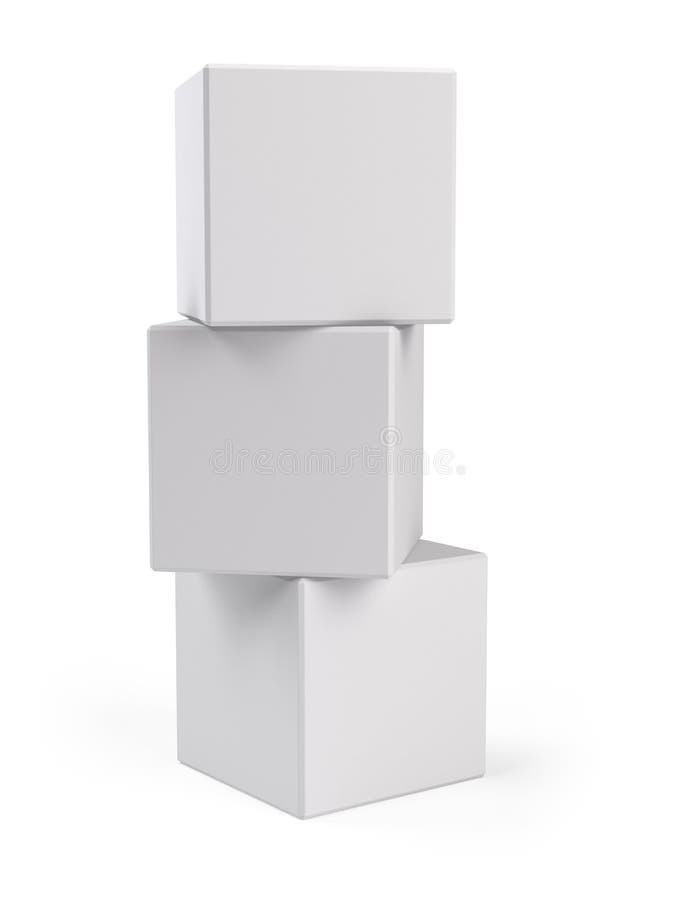 Stack of Three White Boxes on White Background Stock Illustration ...