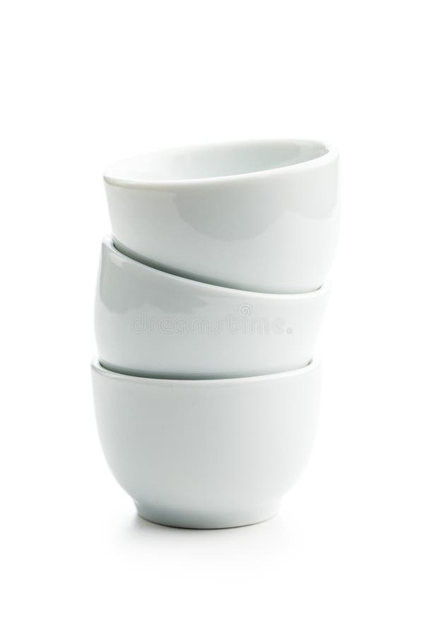 Stack of Three White Ceramic Bowls Isolated on White Background Stock ...