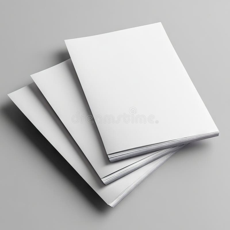 A Stack of Three White Paper Sheets on a Gray Background Stock ...
