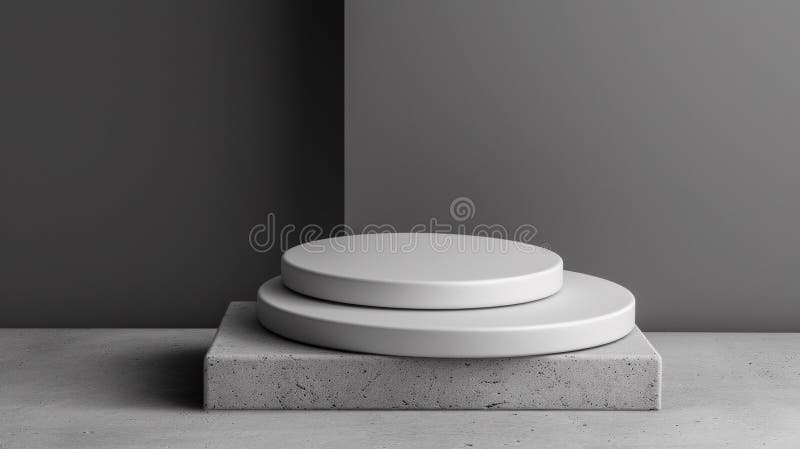 A Stack of Three White Round Objects Sitting on a Concrete Base, AI ...