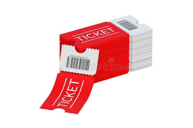 Stack of Tickets Isolated on White Background Stock Illustration ...