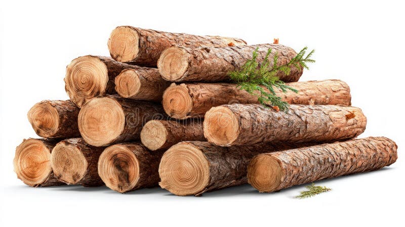 Stack of Timber Logs on White Background. Neural Network AI Generated ...
