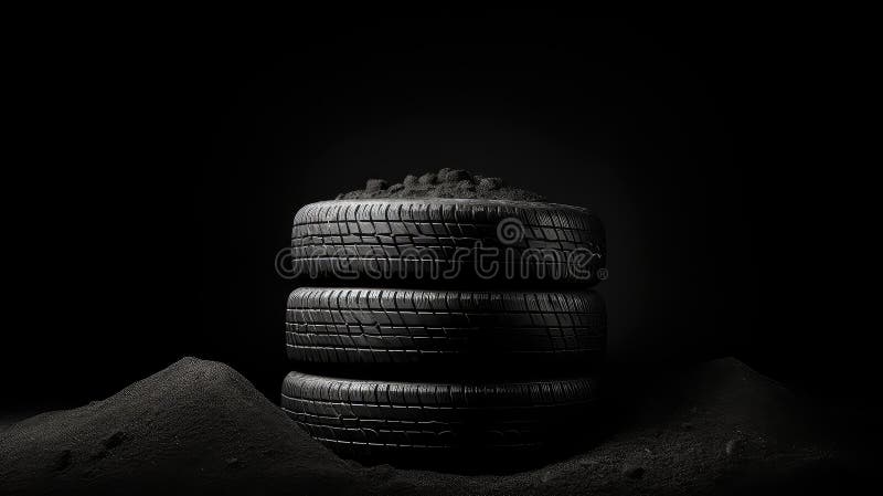 Stack tire dark background stock illustration. Illustration of stack ...