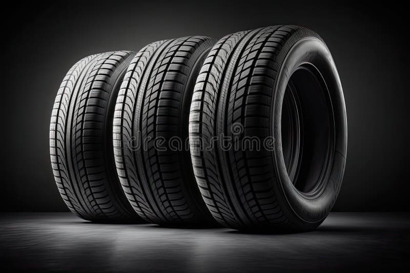 Stack of Tires on a Dark Background Stock Illustration - Illustration ...