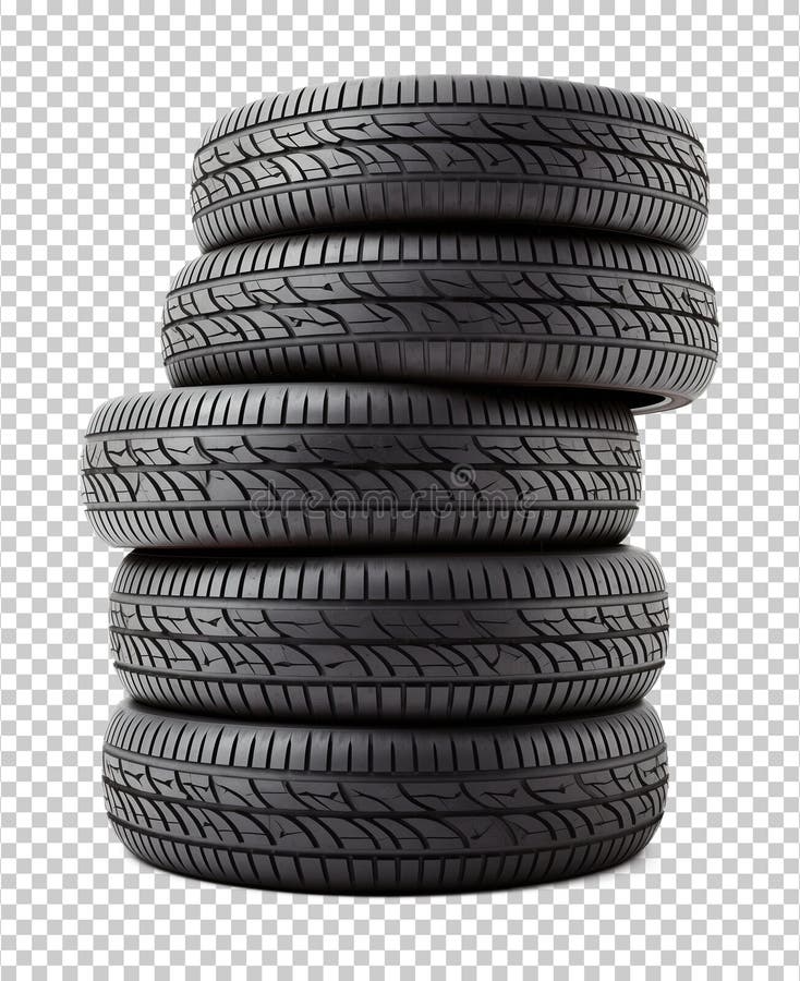 Stack of Tires Isolated on Transparent Background Stock Illustration ...