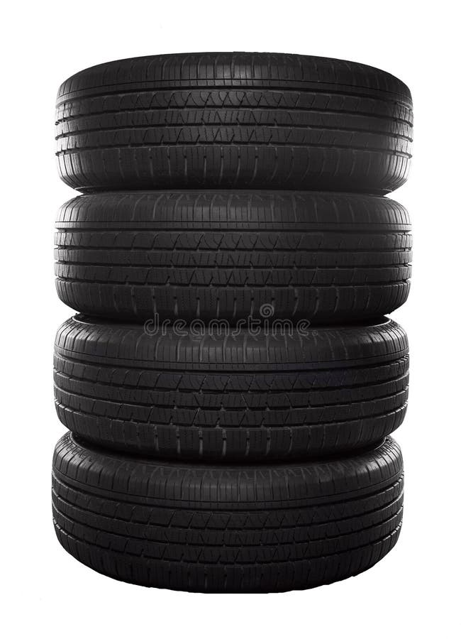 A Stack of Tires Isolated on White Background. Stock Photo - Image of ...