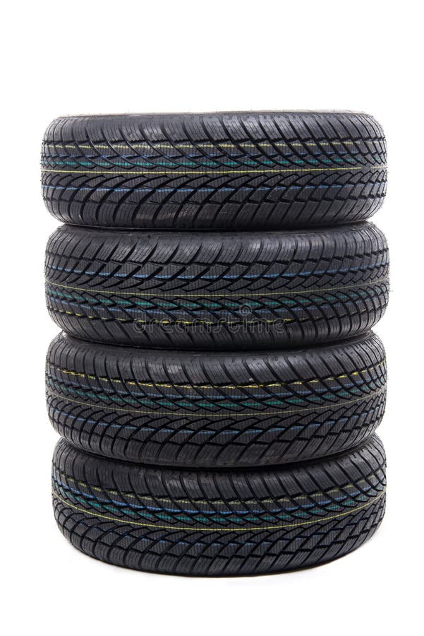 Stack of Tires Isolated on White Stock Photo - Image of wheel, tyre ...