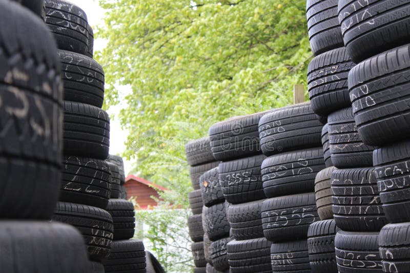Stack of Tires Piles in Rows in a Field in Pigeon Forge Tennessee Stock ...