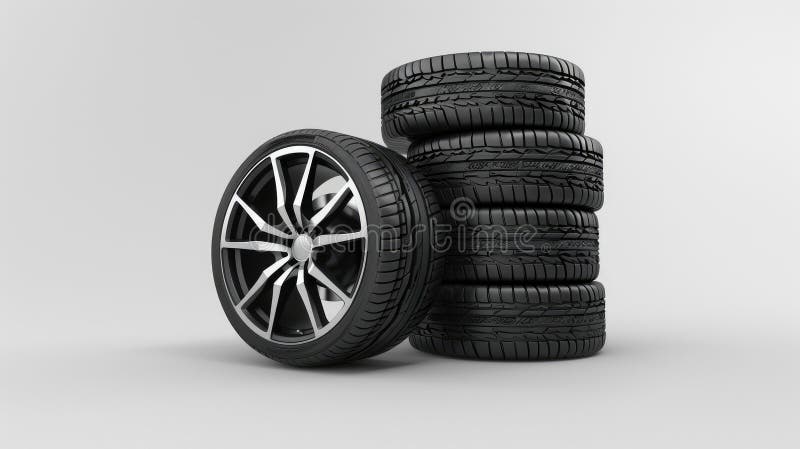 A Stack of Tires Ready for the Road Stock Image - Image of wheel ...