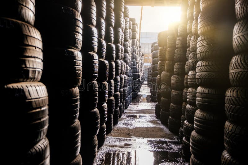 Stack of Tires for Sale in Warehouse Stock Photo - Image of equipment ...