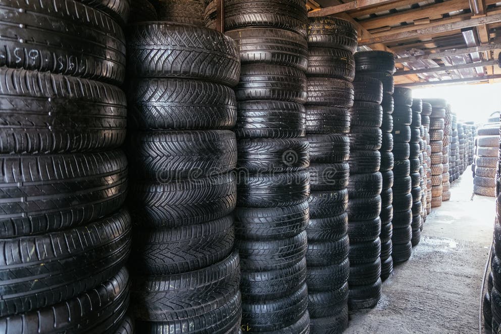 Stack of Tires for Sale in Warehouse Stock Image - Image of close ...