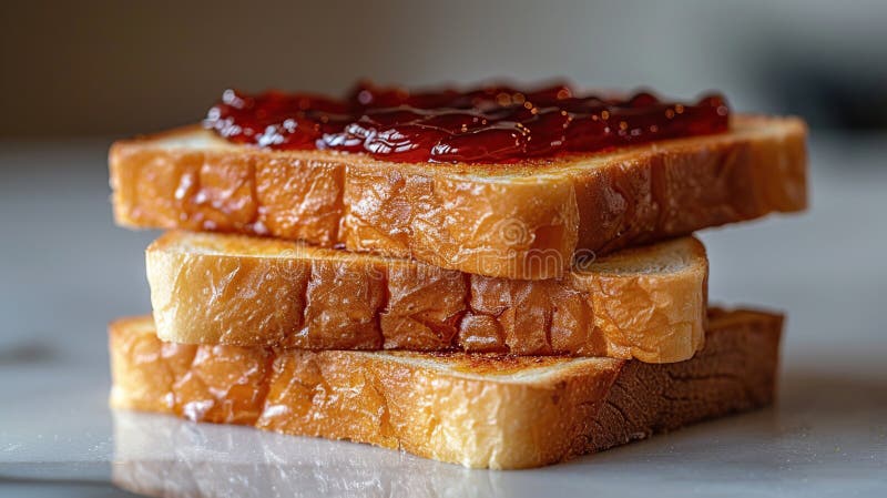 Stack of Toast with Jam stock illustration. Illustration of crumbs ...