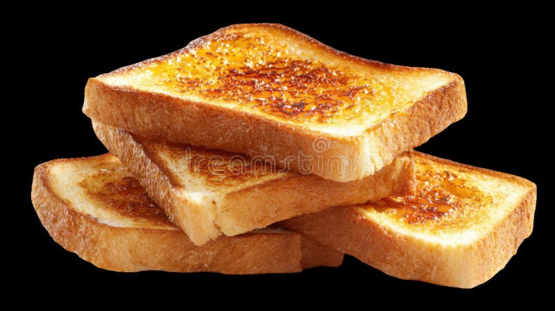 Stack of Toasted Bread Slices with Melted Butter on Transparent ...