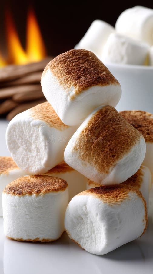 A Stack of Toasted Marshmallows Next To a Campfire, Perfect for Making ...