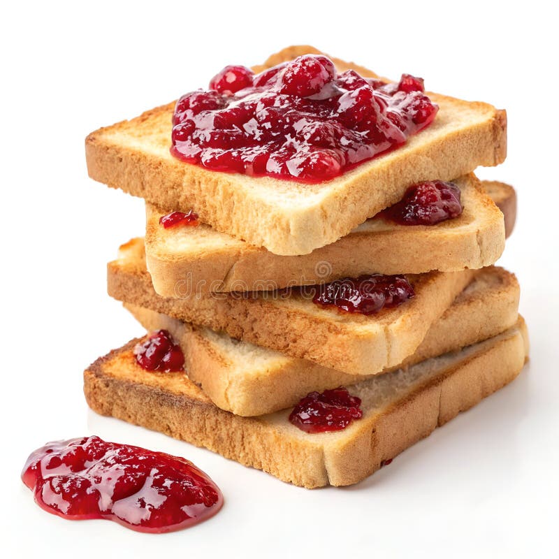 Stack of Toasts with Raspberry Jam Isolated on White Background Stock ...