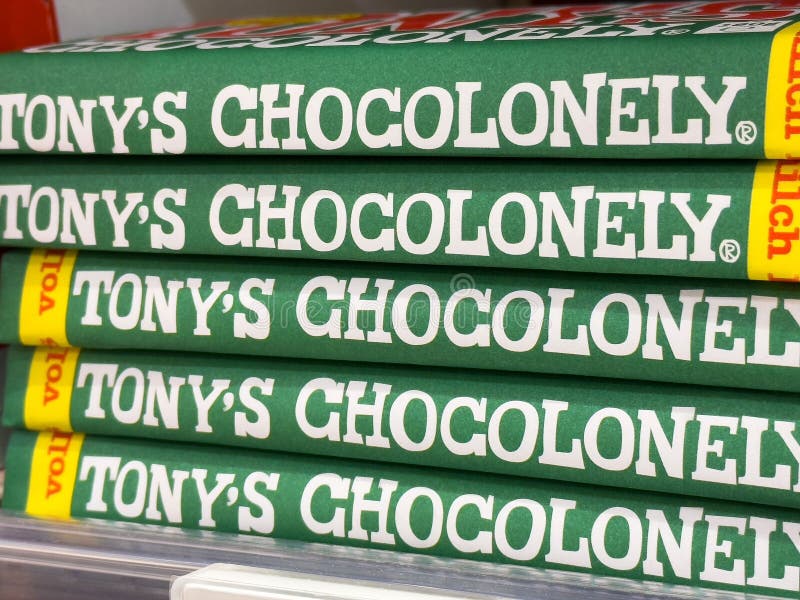 Stack of Tony S Chocolonely Chocolate Bars in Green Wrappers Editorial ...