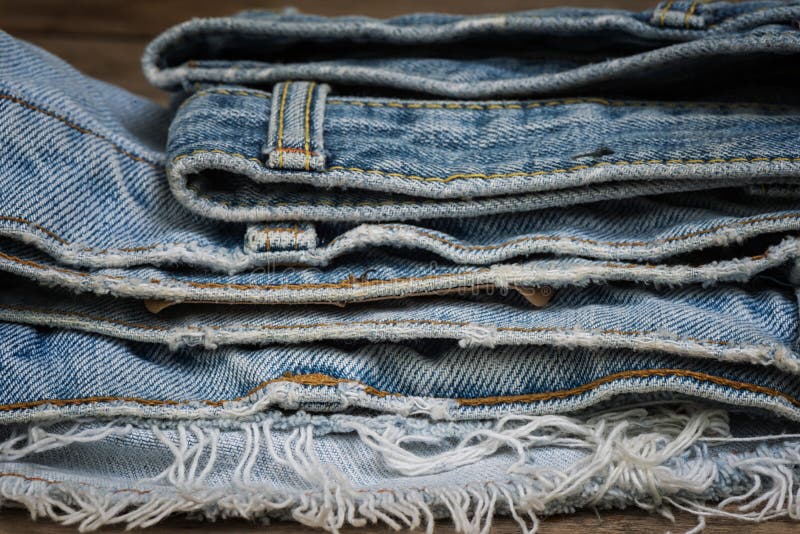 Stack Of Torn And Worn Old Jean Stock Image - Image of clothing ...