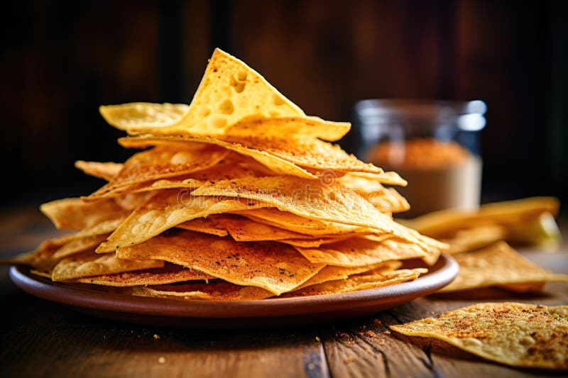 Stack of Tortilla Chips Ready for Nacho Toppings Stock Illustration ...