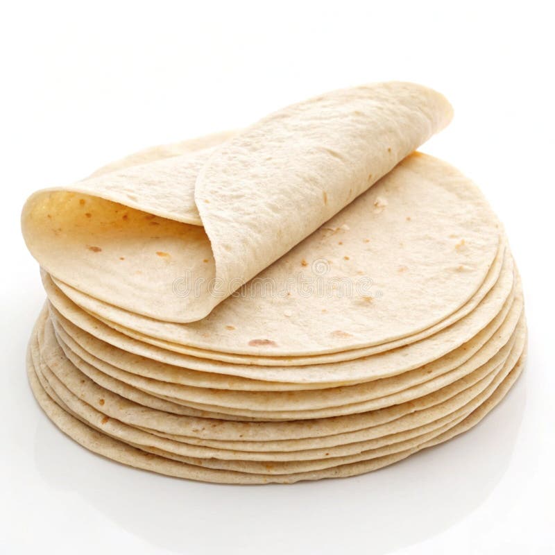 Stack of Tortilla Wraps and One Folded Wrap Isolated on Transparent ...