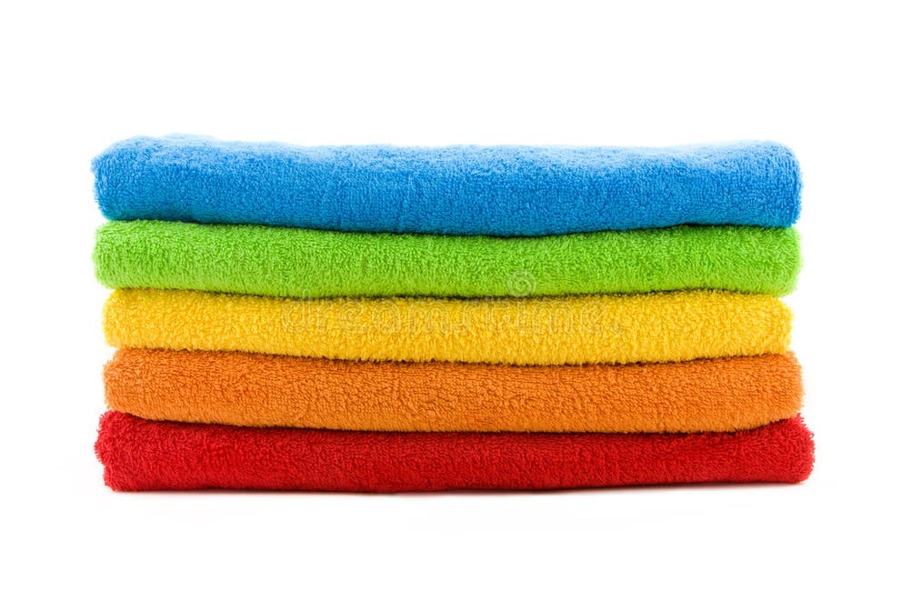 Stack of towels stock photo. Image of isolated, green - 15430998